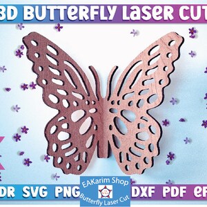 3D Butterfly Laser Cut SVG | Butterfly Laser Cut SVG Design, Laser ...