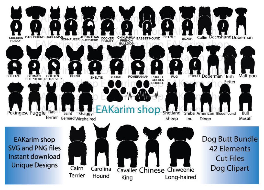 42 DOG BUTT BUNDLE / Printable Customer Choice Sheet / Svg and Png ...