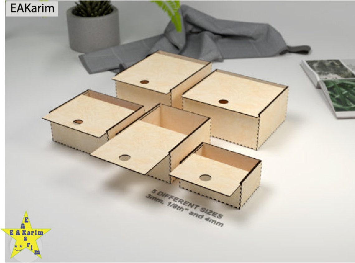 Boxes With Slide Lid (new Design), 5 Sizes - Svg / AI / Eps / Dxf Laser ...