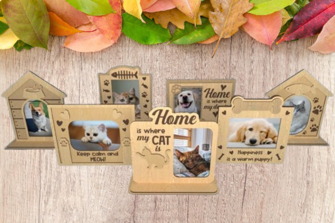 Pets Photo Frame Laser Cut Bundle | Dog Photo Frame SVG Design | Cat ...