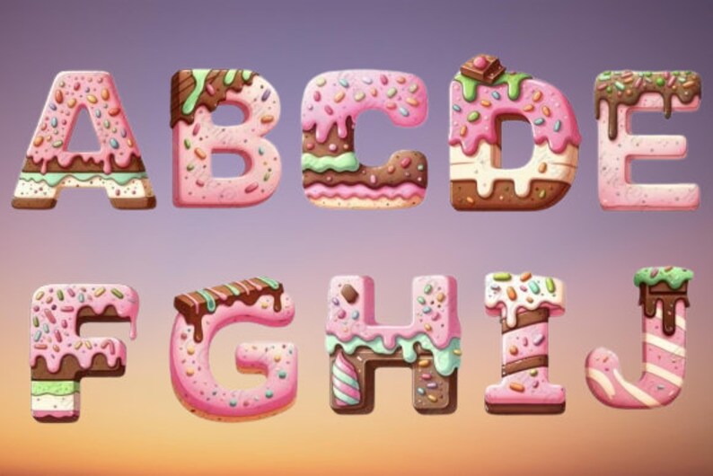Candyland Alphabet Clipart, Candy Letters (digital Files) - Etsy