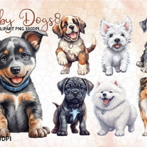 BABY DOGS WATERCOLOR, Puppies Clipart Png, Baby Dogs Clip Art for ...