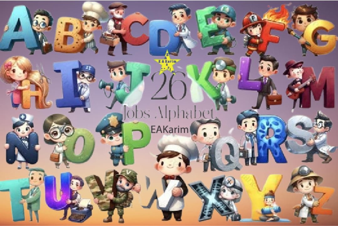 Jobs Alphabet Print, Printable Educational Poster, Learning ABC ...