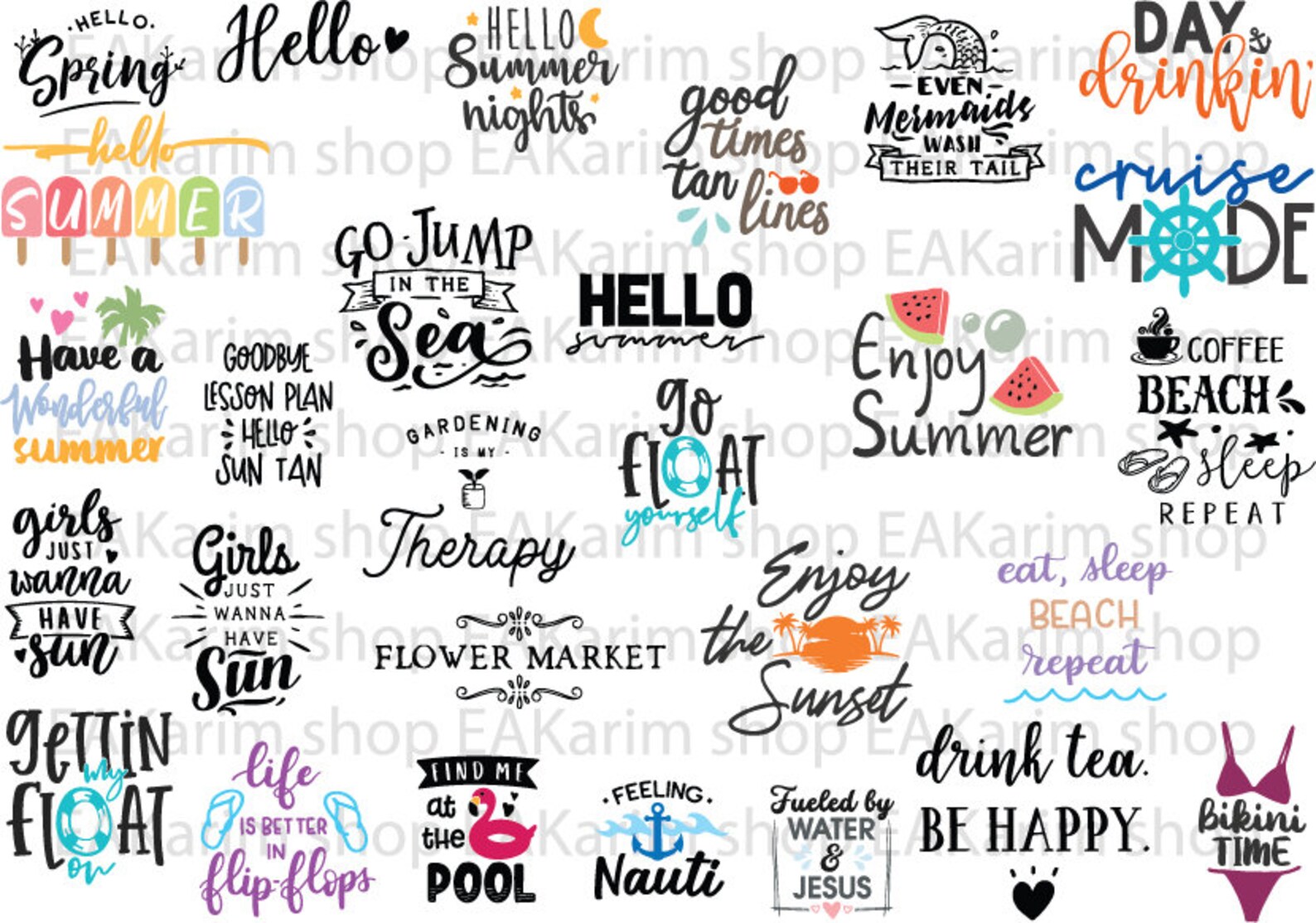 250 SUMMER SVG BUNDLE, Summer Svg, Beach Svg, Summertime Svg, Vacation ...