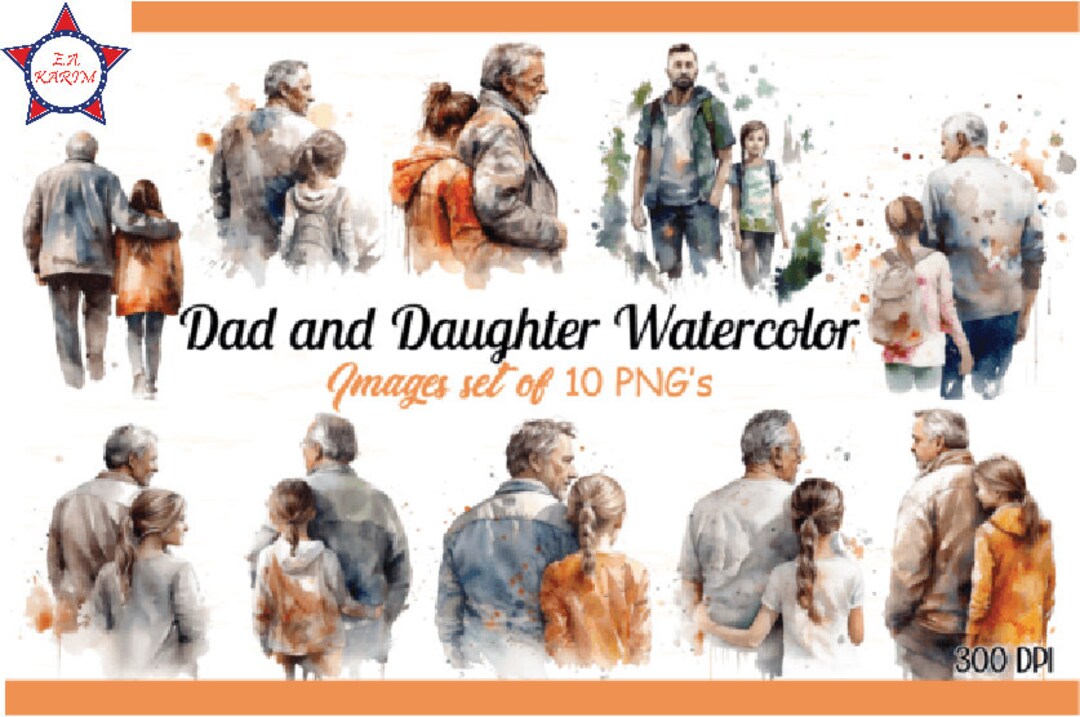 Father’s Day Watercolor Clipart, Dad and Daughter Watercolour Clipart ...