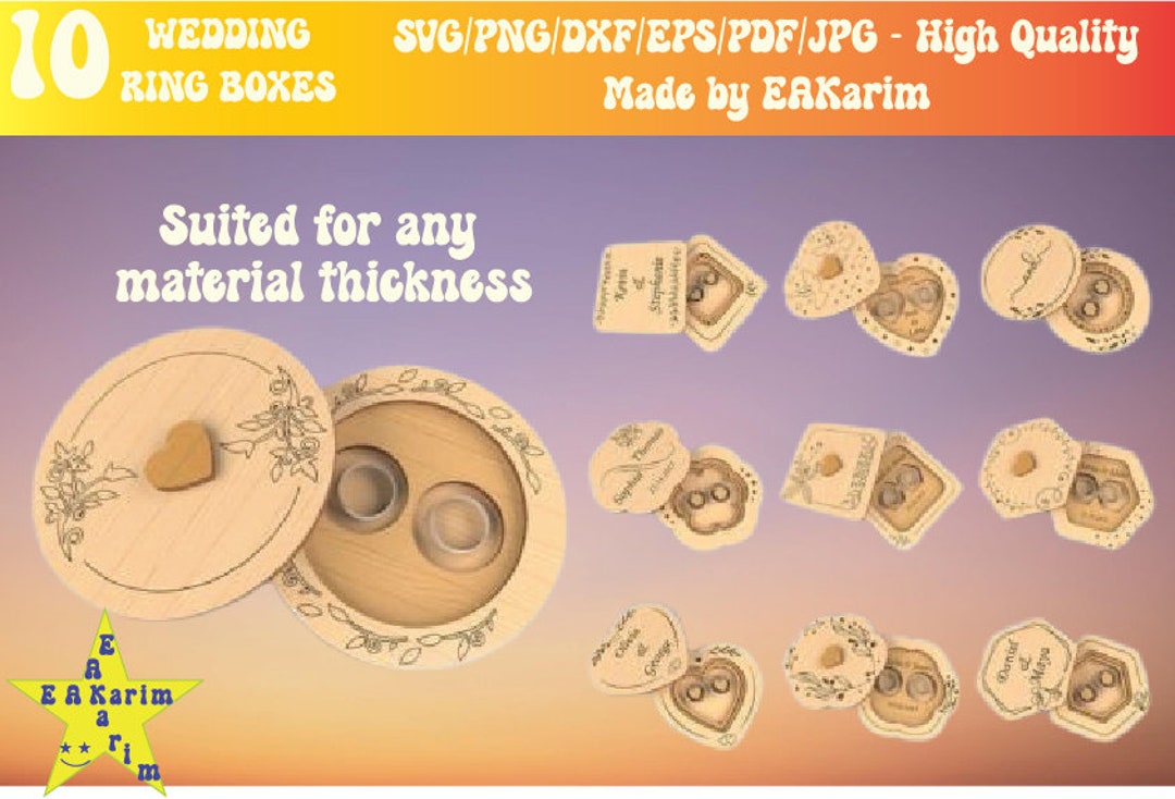 WEDDING RING BOXES Laser Cut Bundle, 3D Ring Box Glowforge ...