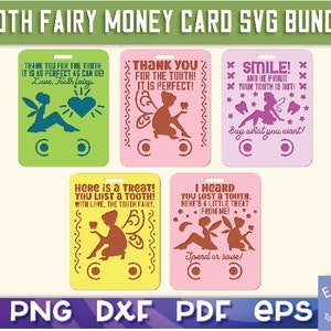 Tooth Fairy Money Card, Svg, Png, Dxf, Eps and Pdf Files, Instant ...