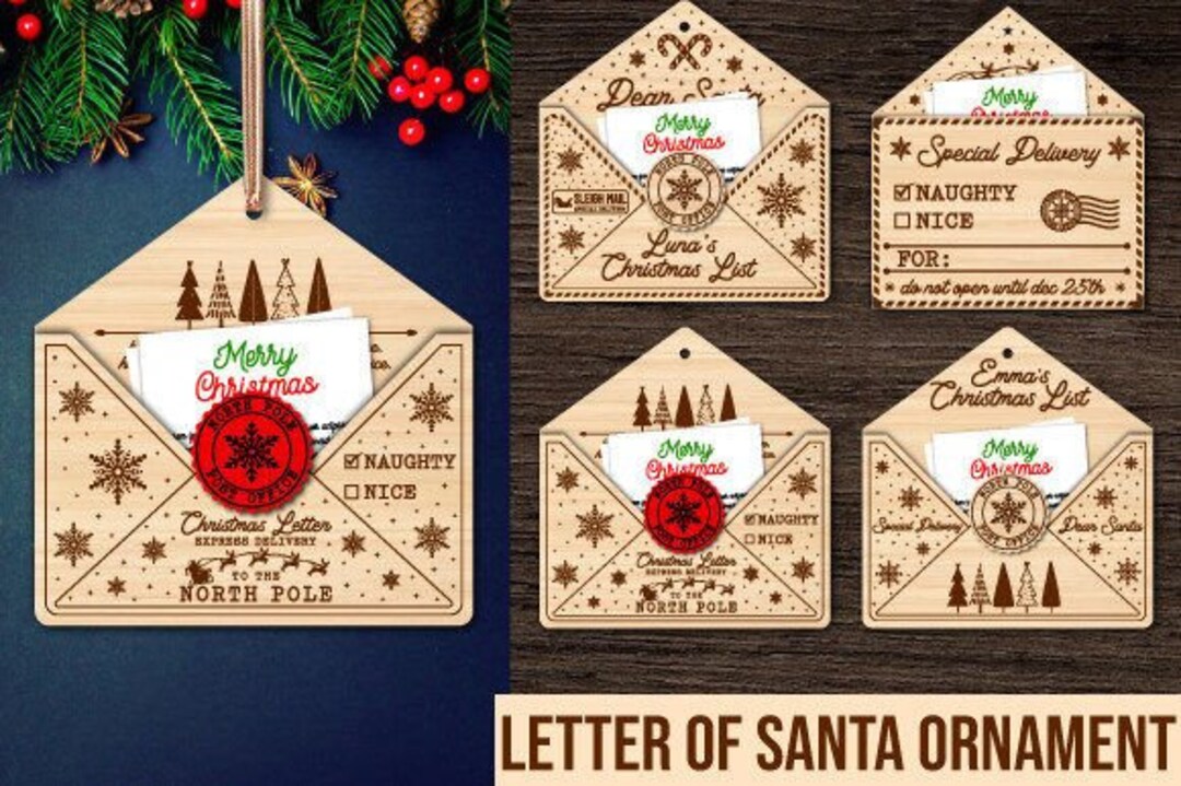 Letter to Santa Envelope SVG Bundle, Lasercut Dear Santa Decor, Santa ...