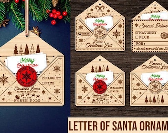 Letter to Santa Envelope SVG Bundle, Lasercut Dear Santa Decor, Santa ...