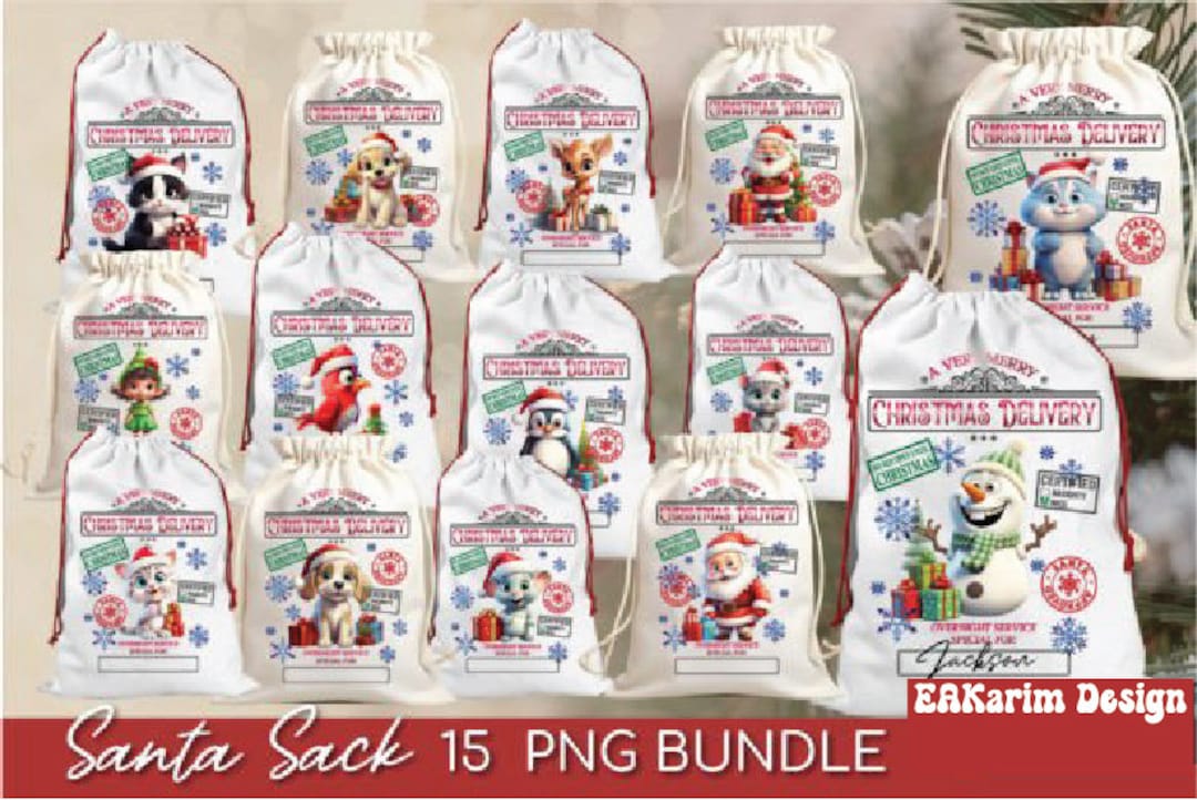 SANTA SACK PNG Bundle, Christmas Santa Sack Png, Santa Sack Png, Gift ...