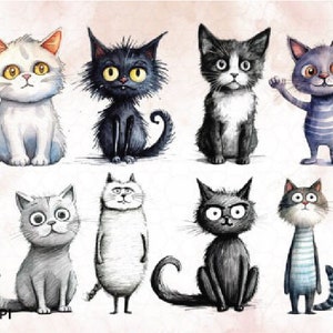 Cat's in Children's Storybook / Cute Cats, Watercolor Cats, Cats PNG ...