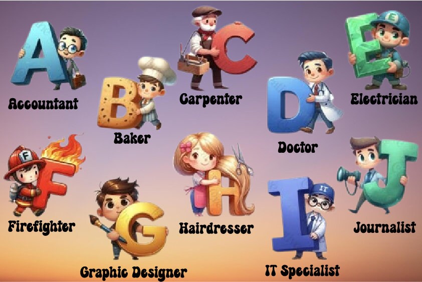 Jobs Alphabet Print, Printable Educational Poster, Learning ABC ...