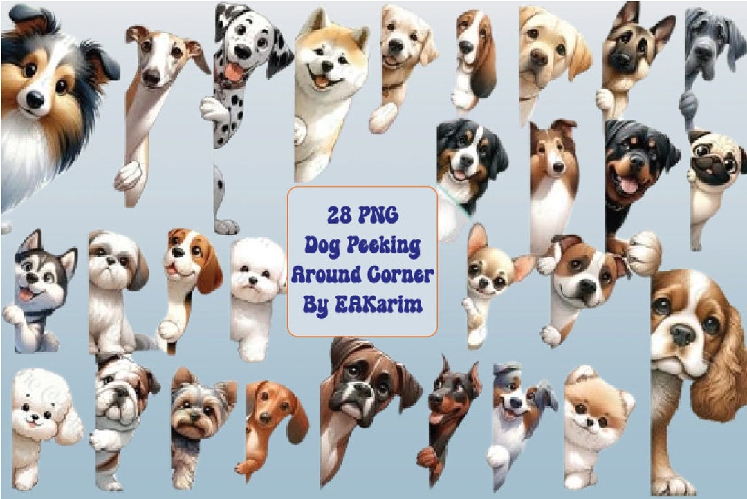 DOG PEEKING Around Corner, Peeking Puppy Silhouette, Peeking Dogs ...