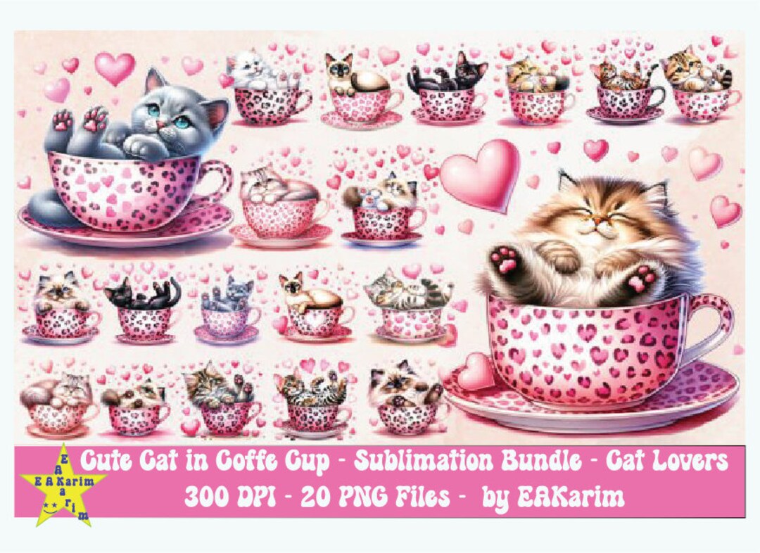 Adorable Kitten Watercolor Clipart Bundle, Cute Cats PNG Images, High ...