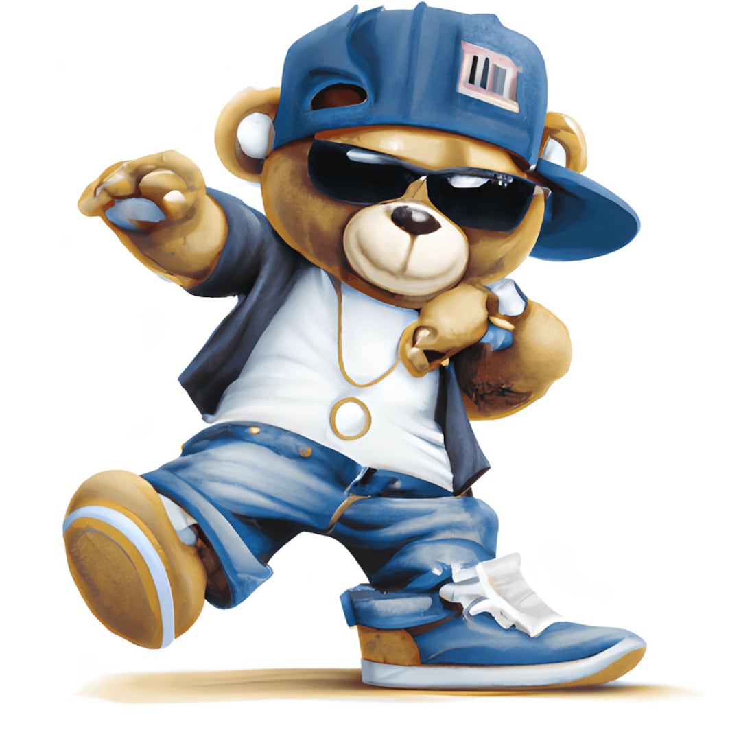 Watercolor Hip Hop Teddy Bear Clipart, Transparent PNG (digital ...