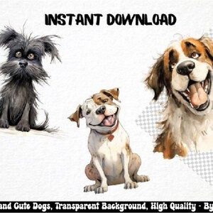 Funny and Cute Dog Clipart Bundle, Dogs PNG, Watercolor Puppy Graphics ...