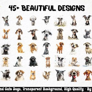 Funny and Cute Dog Clipart Bundle, Dogs PNG, Watercolor Puppy Graphics ...