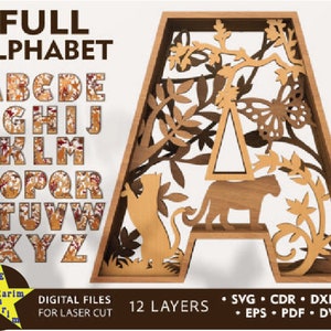 BUCHSTABEN Laser Cut Dateien DXF Alphabet SVG-Datei für Glowforge ...