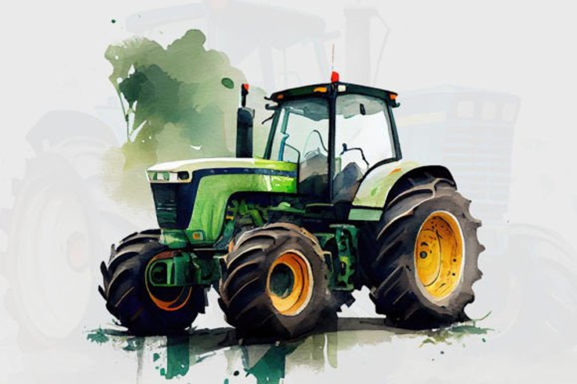 TRACTOR WATERCOLOR PNG, Tractor Png, Farm Life Png, Watercolor Png, Ai ...