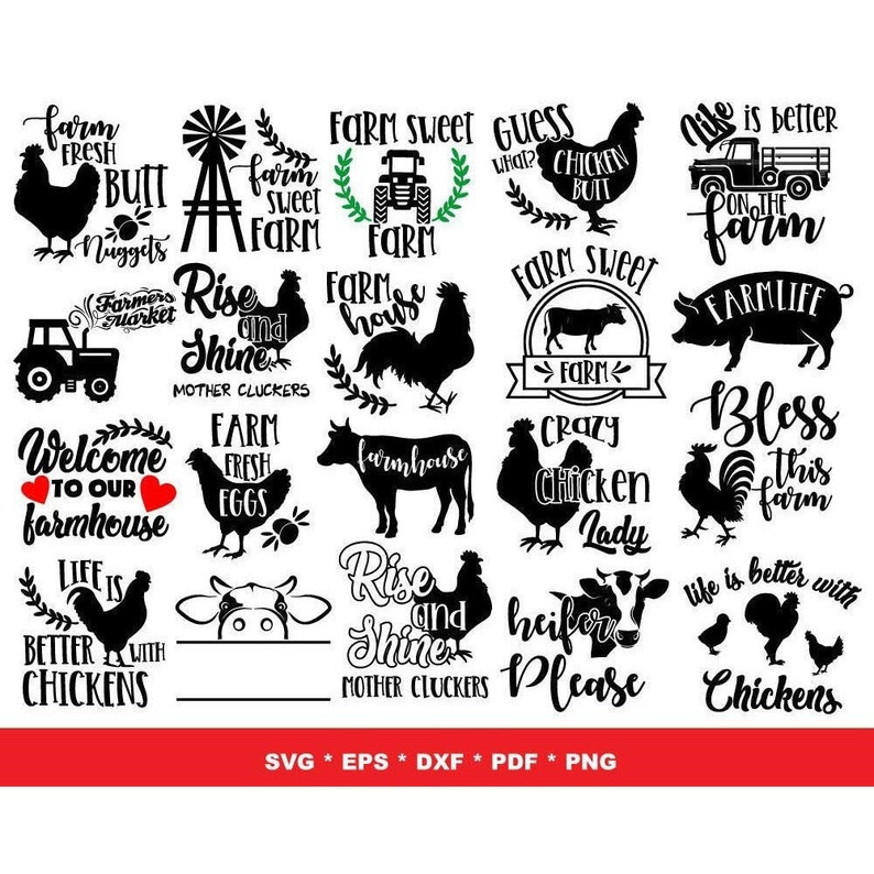 482 GRANJA SVG Silueta de granja Clipart de granja Vida de - Etsy México