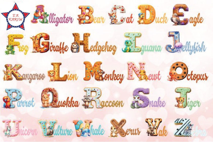 Animal Alphabet Clipart for Clip Art for Commercial Use PNG Files, Cute ...