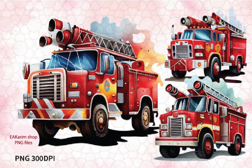 Fire Truck Watercolor, Fire Truck PNG Clipart, Fireman Fire Truck PNG ...