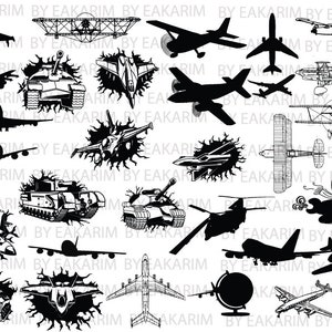 123 AIRPLANES SVG Silhouette Pack | Digital Download | Airplane Svg ...