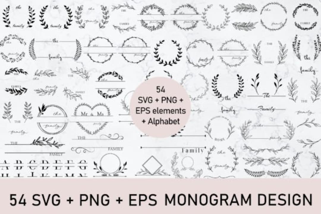 Monogram Frame Svg Bundle, Alphabet Monogram, Floral Frame Svg, Wreath ...