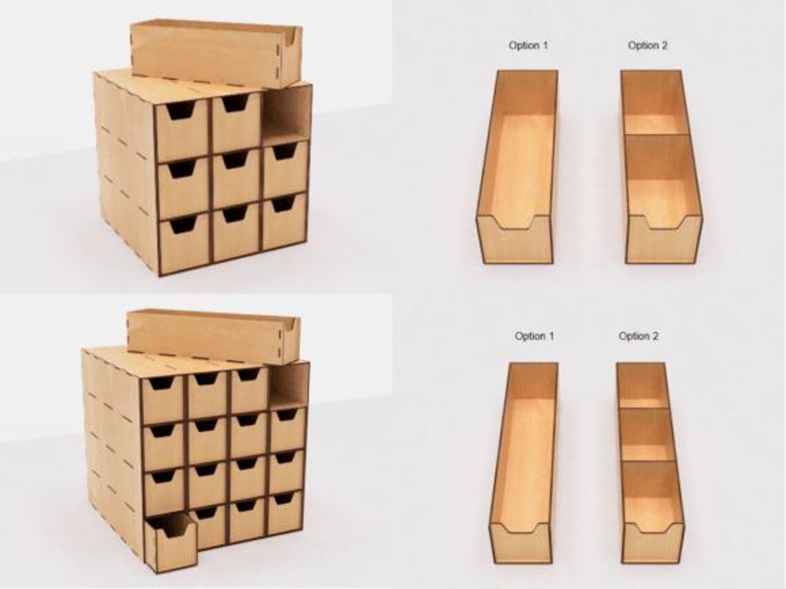 Laser Cut 12 Box Drawer Bundle: Stackable Storage Organizer Designs,diy ...