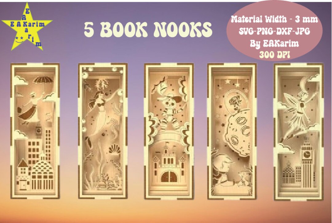 3D Book Nooks Bundle, Laser Cut Book Holder Designs, Fairytale Book ...