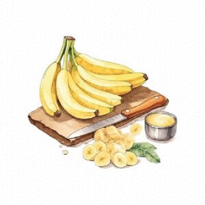 Watercolor Banana Clipart - PNG Clip Art Bundle - Watercolor ...