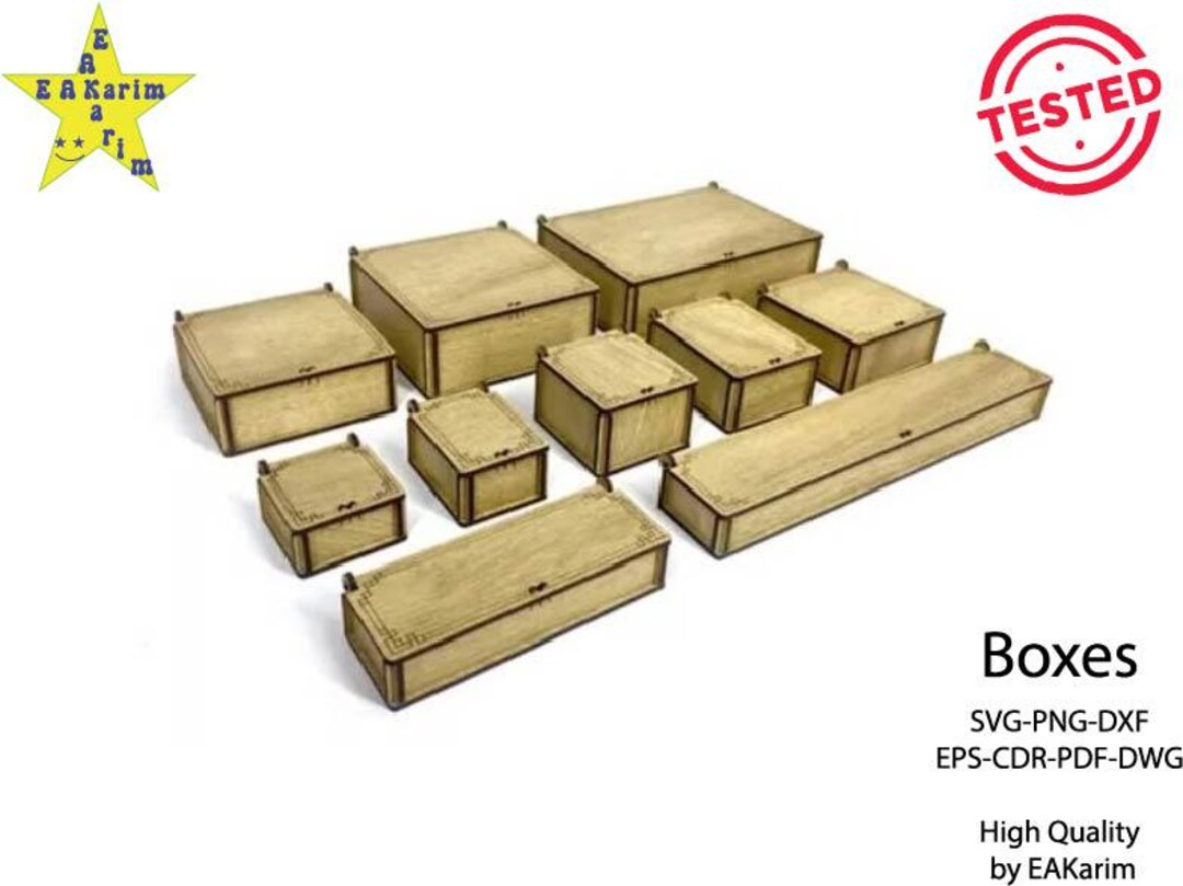 Laser Cut Box With Flip up Lid, Storage Box, 10 Different Size ...