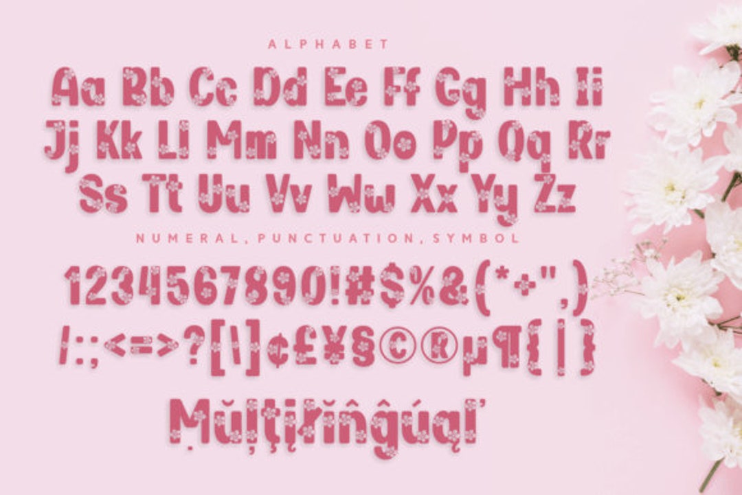 DECORATIVE FLOWER FONT Svg, Flower Alphabet, Flower Letters and Numbers ...