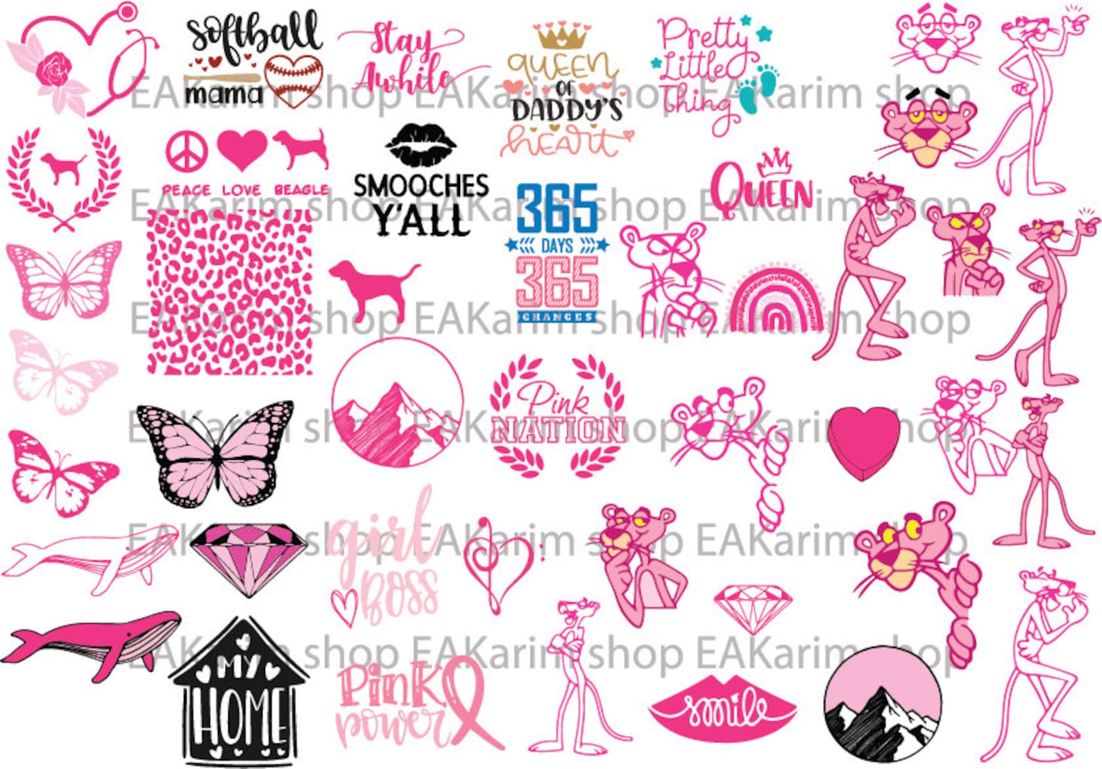LOVE PINK SVG, Love Pink Svg Bundle, Love Pink Clipart, Pink Panther ...