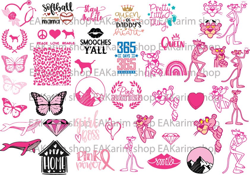 LOVE PINK SVG, Love Pink Svg Bundle, Love Pink Clipart, Pink Panther ...