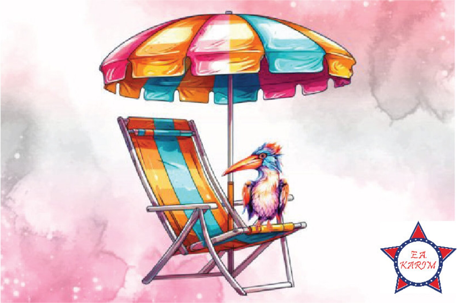 Retro Beach Watercolor, Beach Clipart, Watercolor Beach Scenes, Digital ...