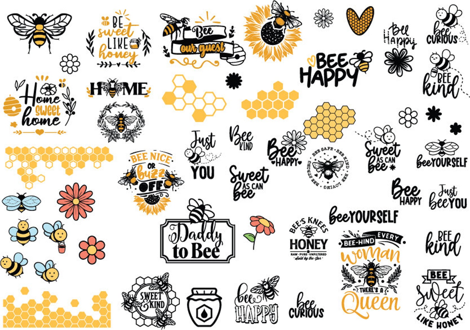 271 BEE SVG BUNDLE, Bumble Bee Svg, Honey Bee Svg, Bee Png, Bee Kind ...