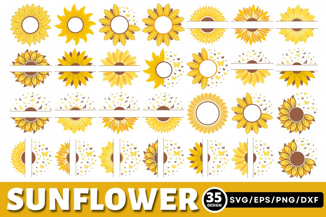 Sunflower Svg Bundle, Sunflower Svg, Sunflower Cut Files, Svg Files for ...