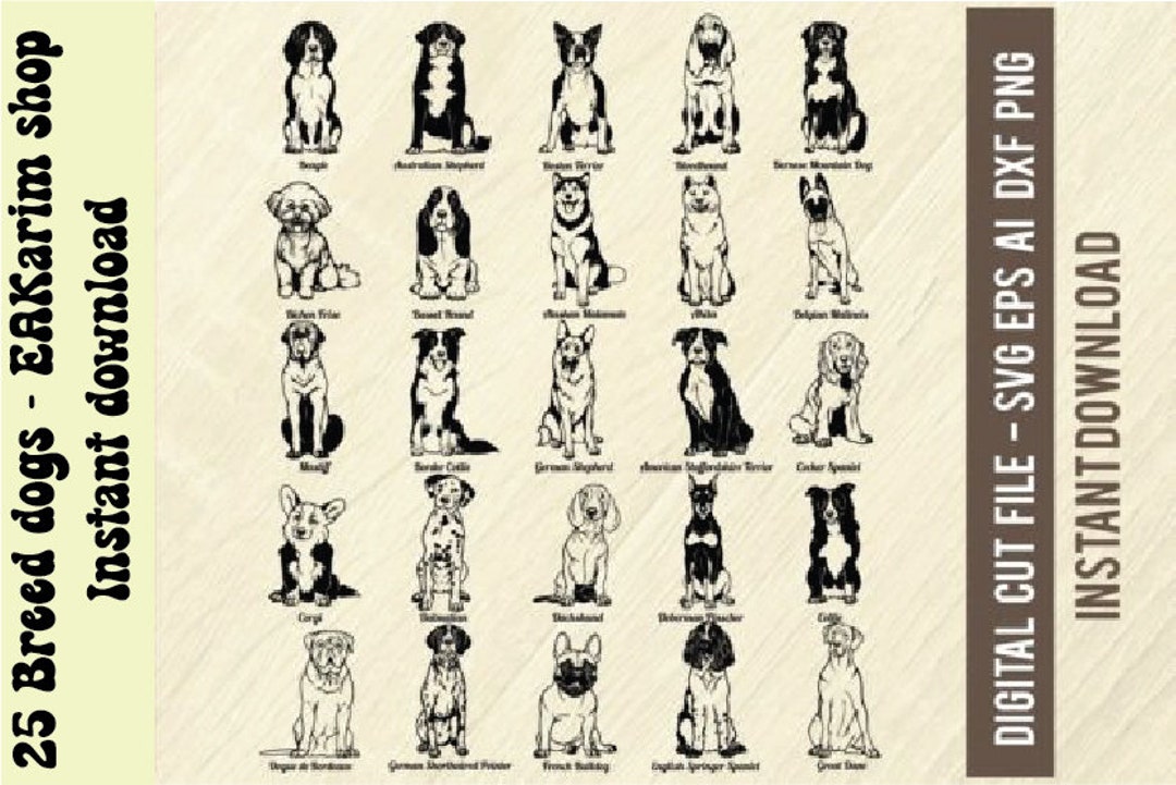 BREEDS DOG SVG Bundle, Dogs Clipart, Dogs Svg Files for Cricut, Dogs ...
