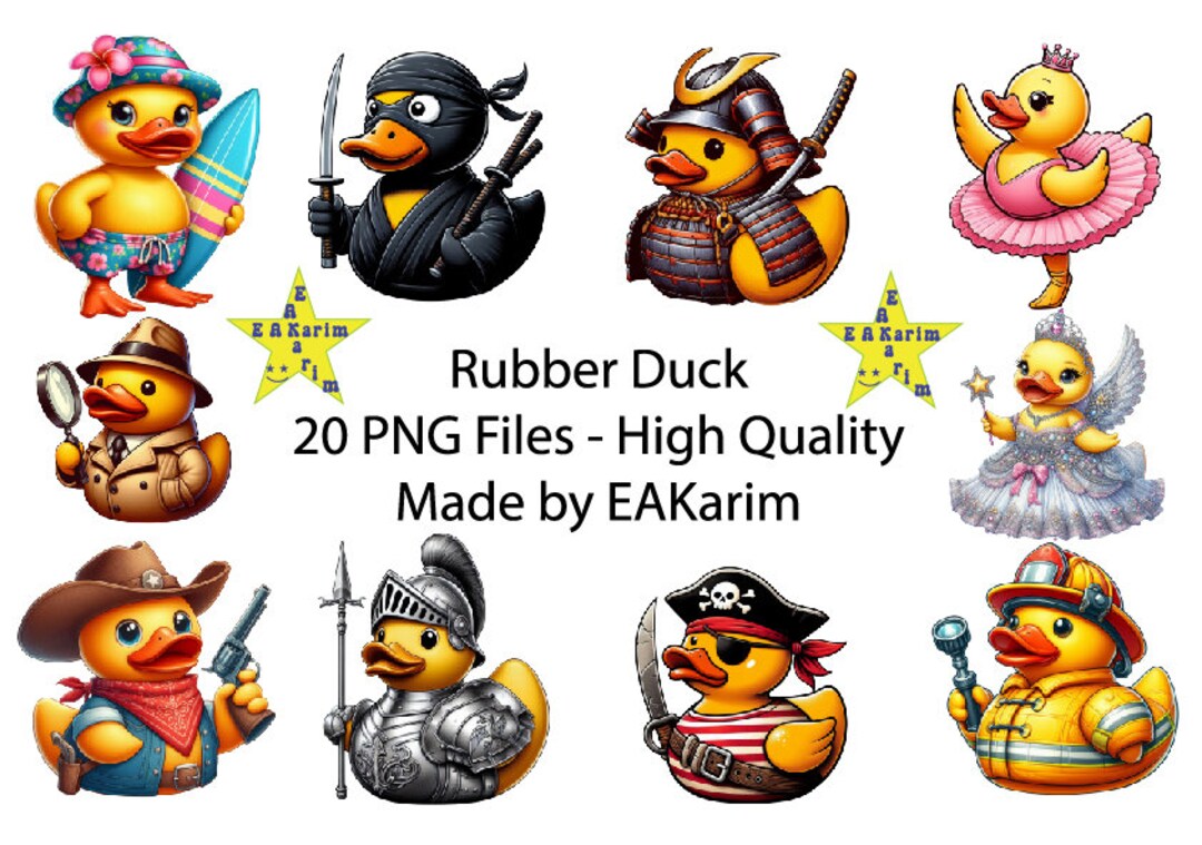 Rubber Duck Clipart Bundle Png, Duck Tshirt, Duck Tshirt Png, Rubber ...