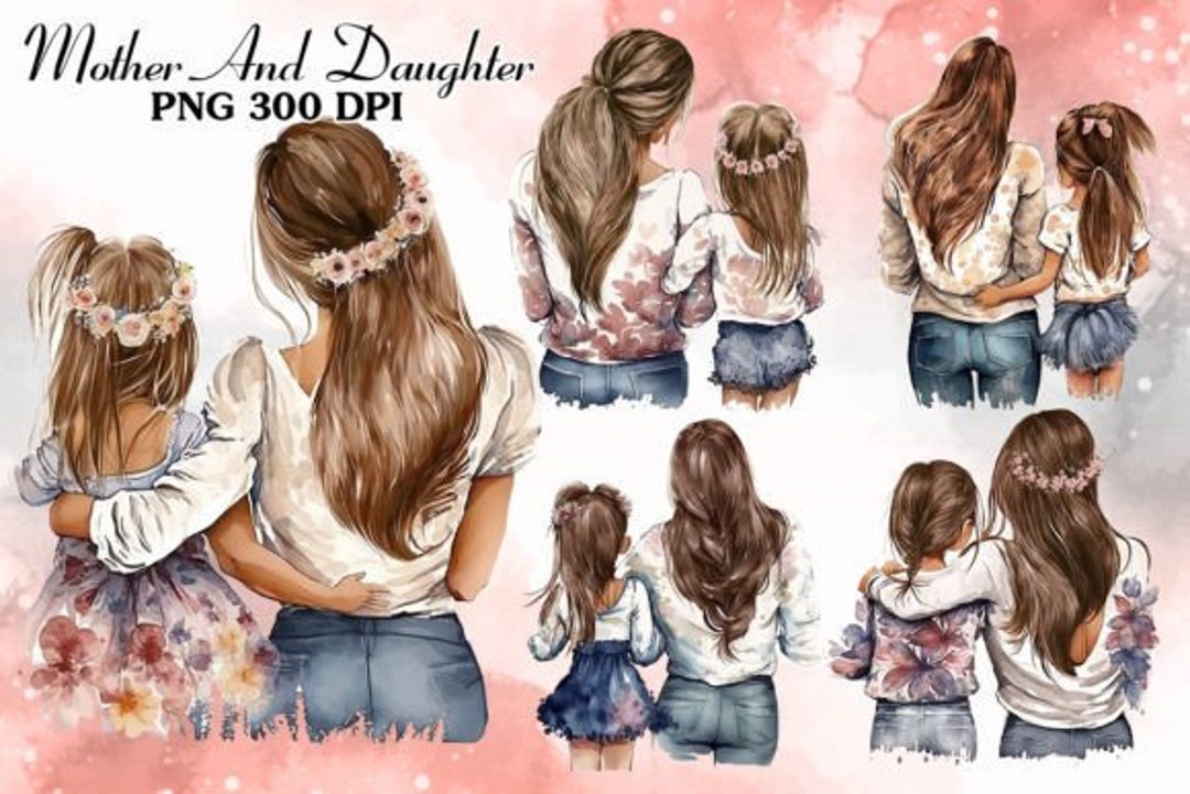 MOTHER AND DAUGHTER Clipart Pack, Clipart for Commercial Use ...