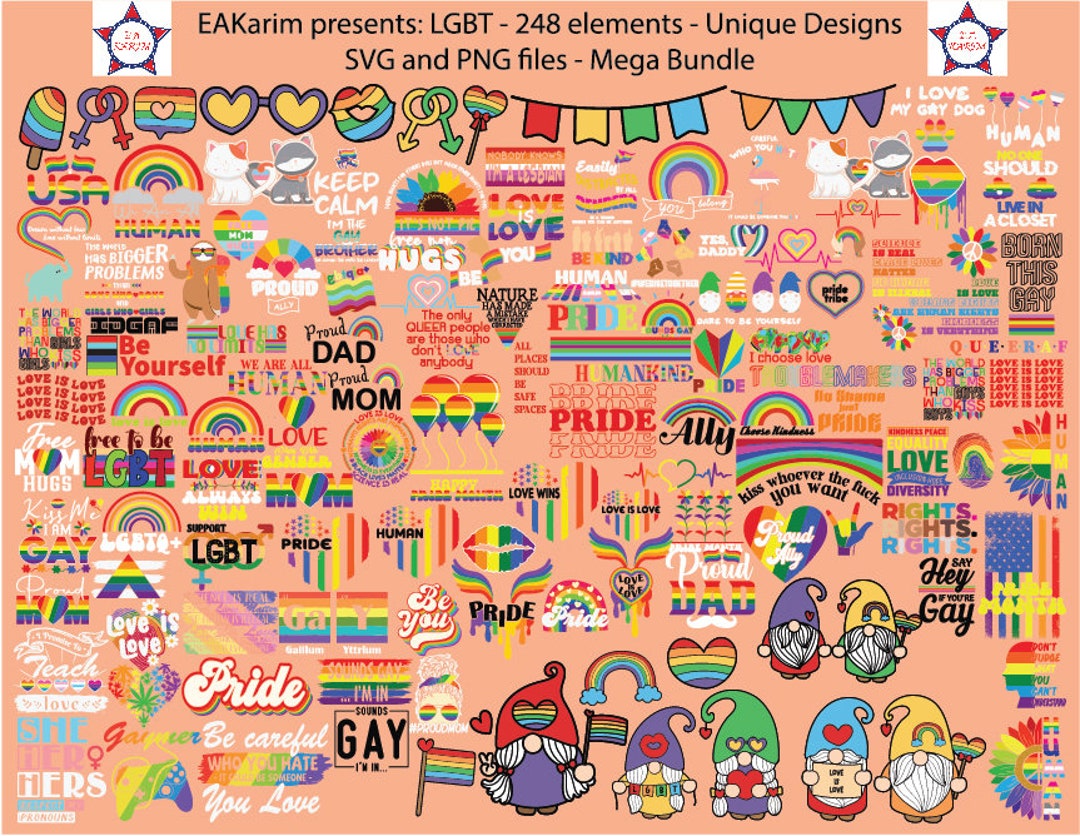 248 LGBTQ SVG Bundle, LGBT Svg, Pride Svg, Gay Pride Svg, Lgbt Quotes ...