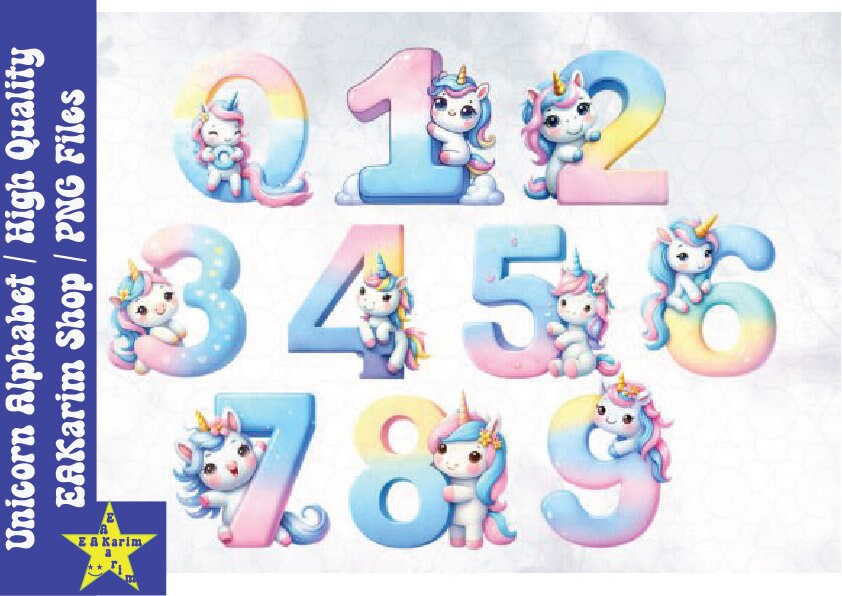 Unicorn Alphabet, Unicorn Letter, Unicorn PNG, Unicorn Nursery, Nursery ...