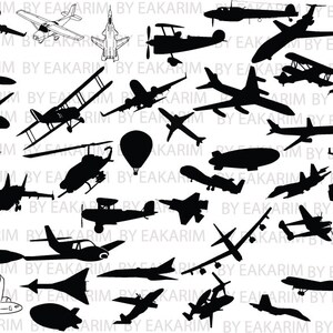 123 AIRPLANES SVG Silhouette Pack | Digital Download | Airplane Svg ...