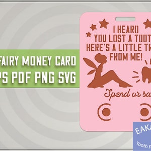 Tooth Fairy Money Card, Svg, Png, Dxf, Eps and Pdf Files, Instant ...