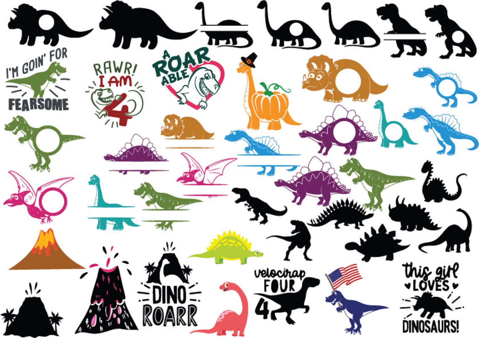 135 Dinosaur SVG Cut Files, Dino Clipart (digital Download) - Etsy