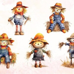 Watercolor Scarecrows Clipart Bundle - PNG Format With Transparent ...