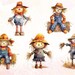 Watercolor Scarecrows Clipart Bundle PNG Format With Transparent ...
