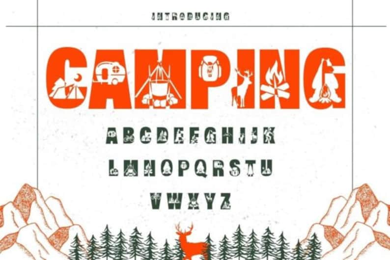 CAMPING FONT SVG | Camping Svg Alphabet |hiking Font| Camping Svg ...