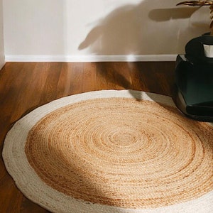 Round Jute Rug, Natural Farmhouse Decor Rug, Round Rug for Bedroom ...